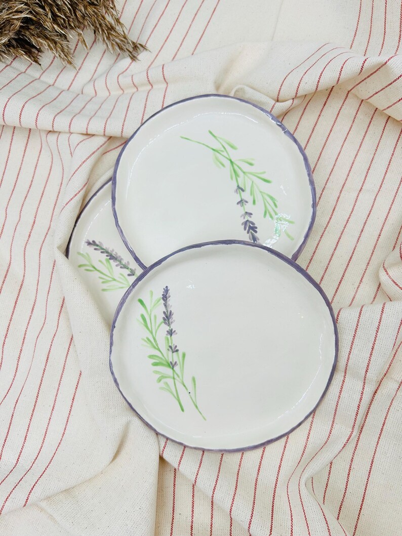 Handmade Ceramic Dish – Lavender Design – Botanical Pottery – Rustic ...