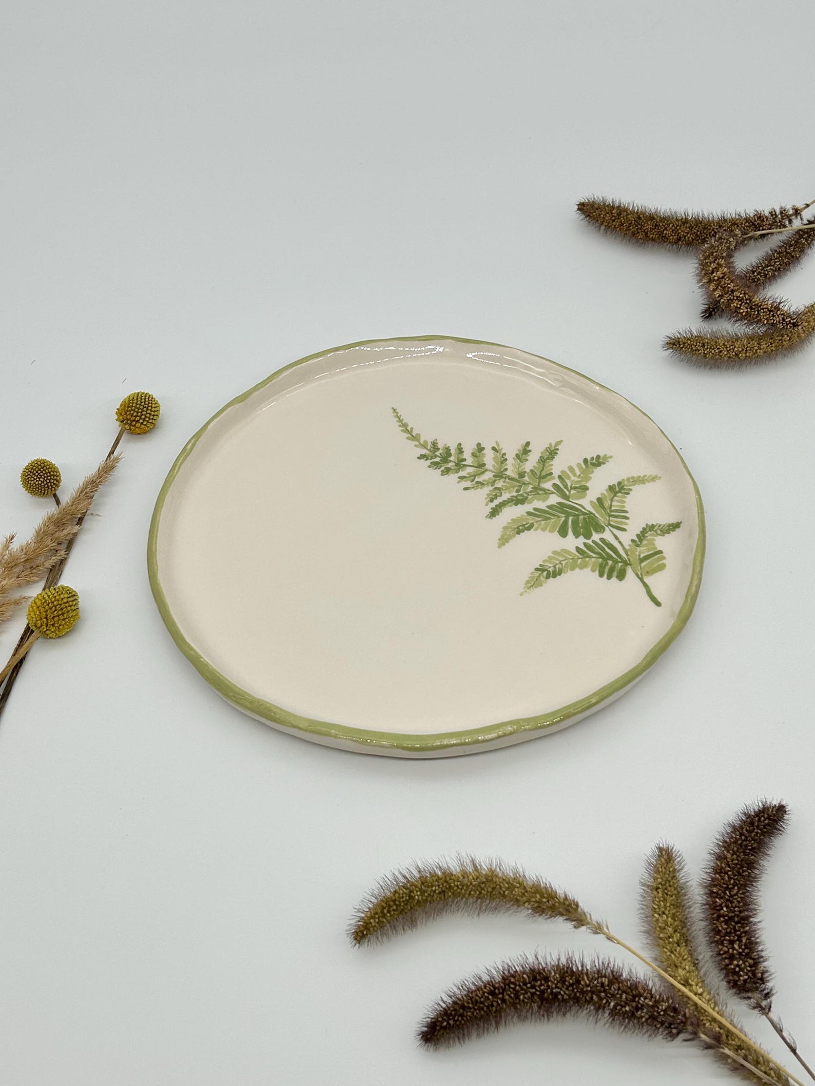 Handmade Ceramic Plate – Fern Leaf Design – Botanical Dinnerware ...