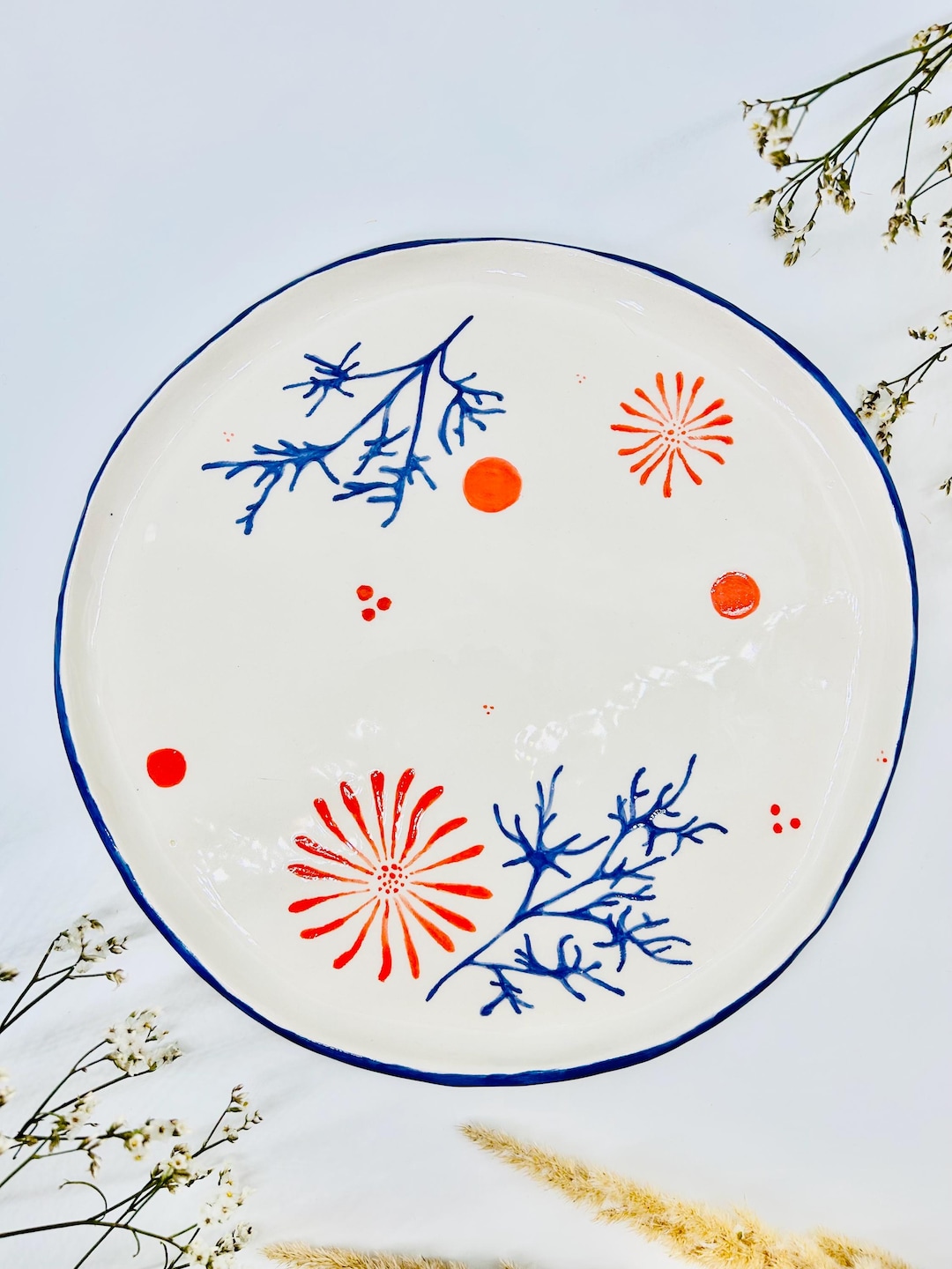 Handmade Ceramic Plate – Coral Design – Ocean Inspired Pottery ...