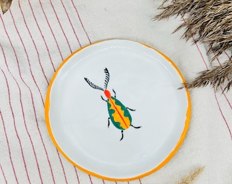 Handmade Ceramic Plate – Blue Bug Design – Nature Inspired Pottery ...