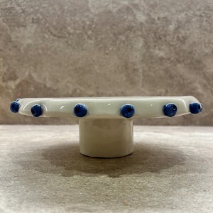 Handmade Ceramic Cake Stand – Blueberry Design – White Pottery Server ...