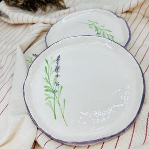 Handmade Ceramic Dish – Lavender Design – Botanical Pottery – Rustic ...