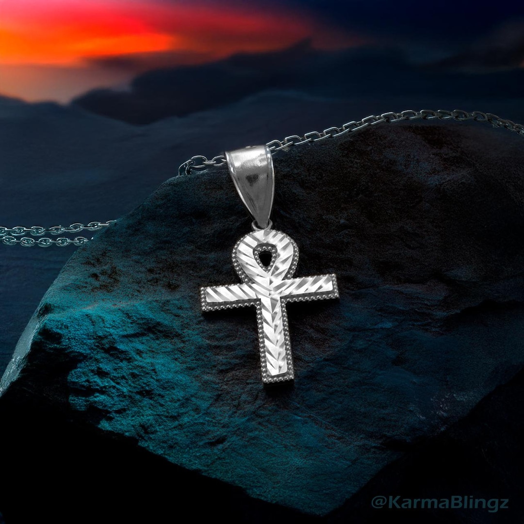 Sterling Silver Ankh Cross DC Pendant Necklace | Handmade Unisex ...