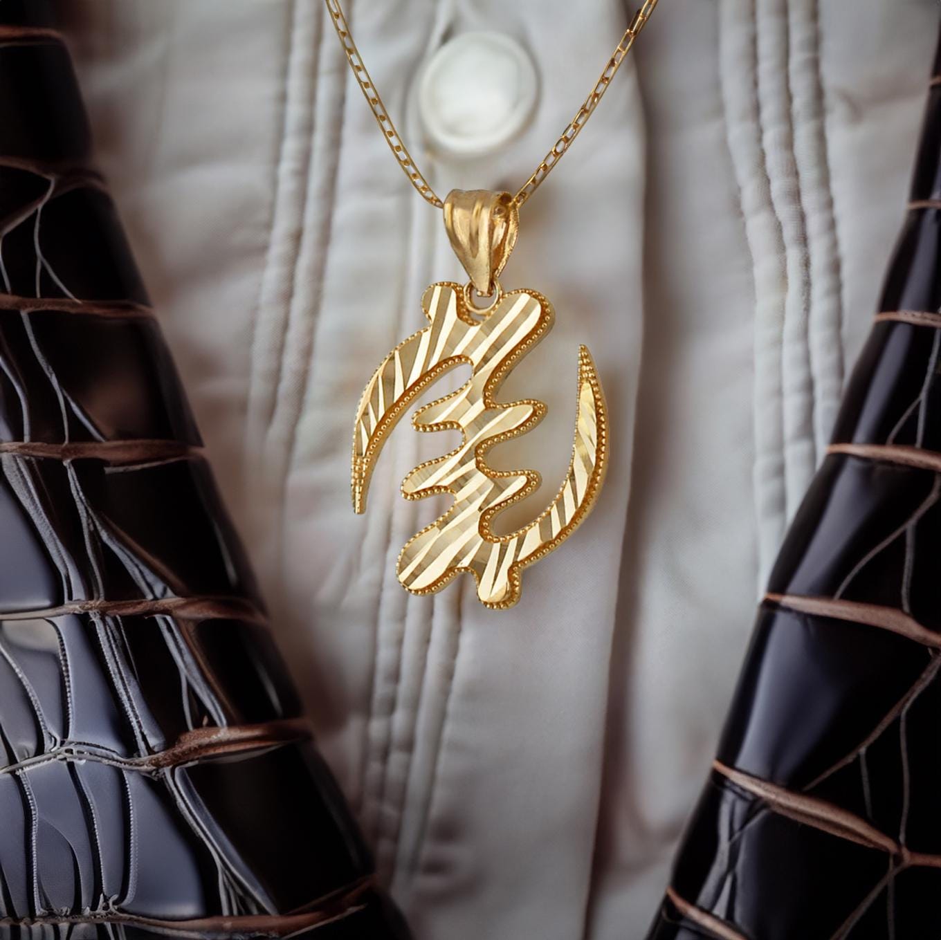 14K Yellow Gold African Adinkra Gye Nyame Unisex Pendant Necklace ...