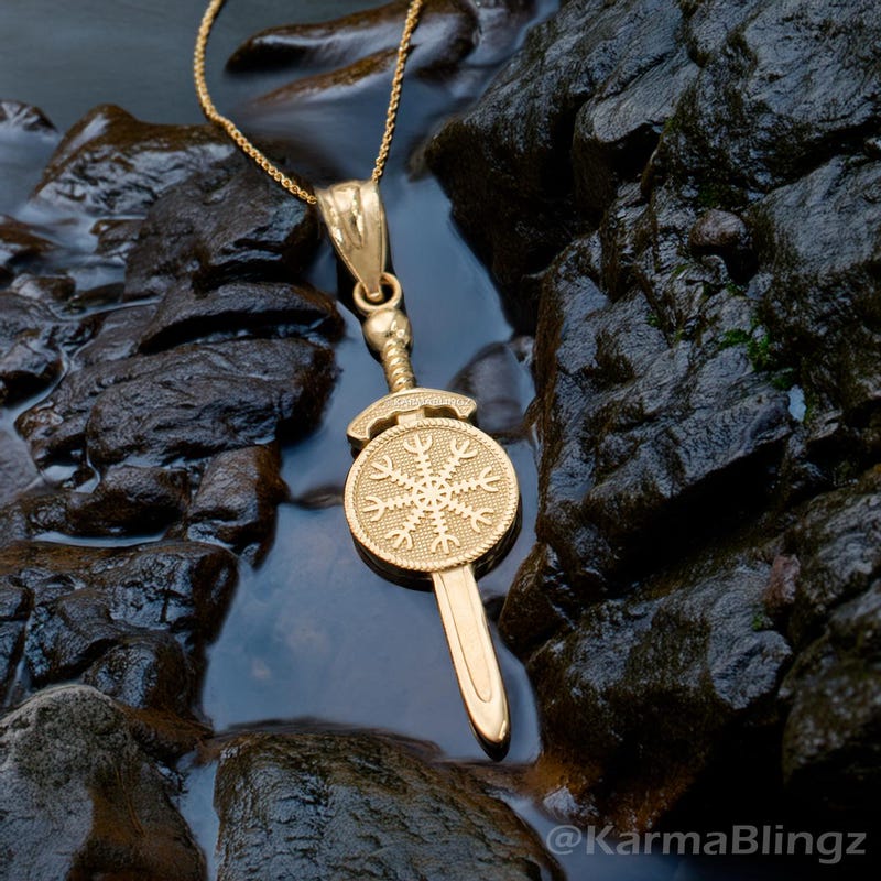 Sword White Gold Pendant - Etsy