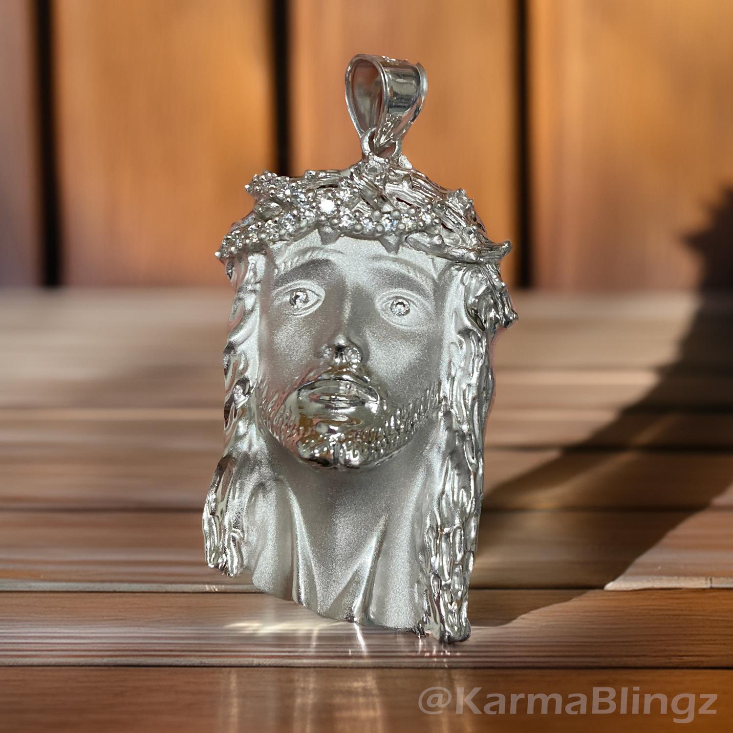 Sterling Silver Jesus Pendant CZ Iced Hip-hop Religious Jewelry Piece ...