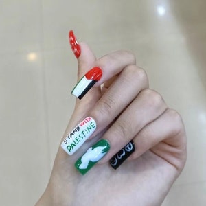 Handmade Palestine Acrylic Press on Nails - Etsy