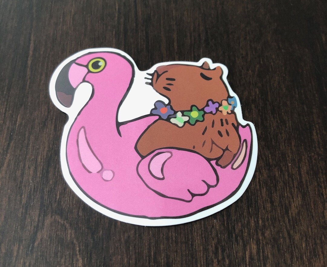 Capybara Sticker Capybara on a Flamingo Pool Float Capybara - Etsy