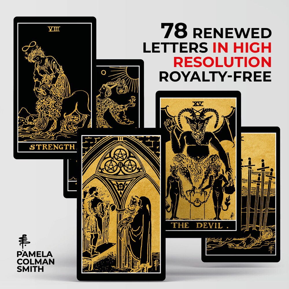 Rider Waite Smith Negative and Gold Design Tarot Card Deck Printable ...