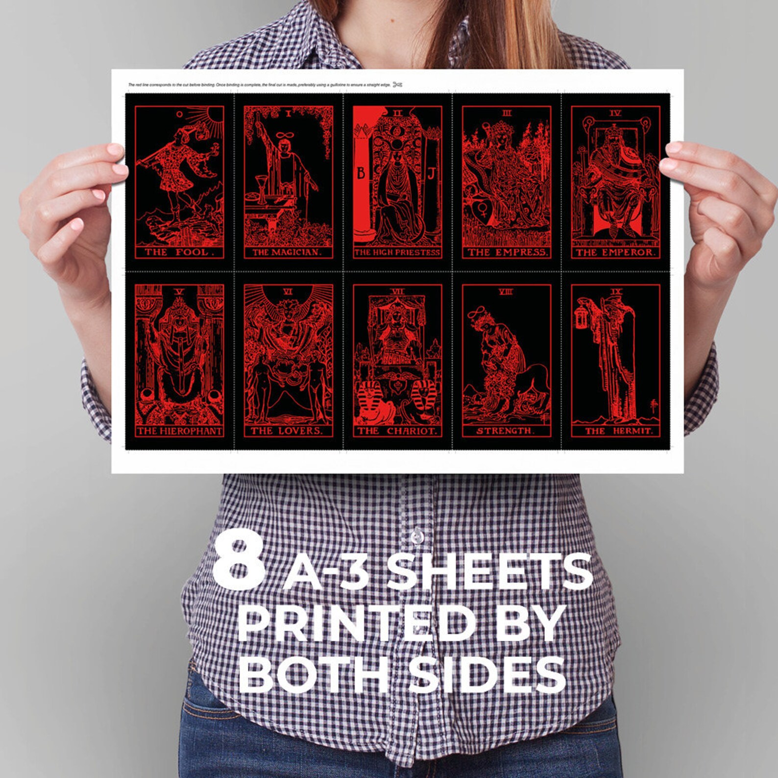 Rider Waite Smith Negative and Red Design Tarot Card Deck Printable ...