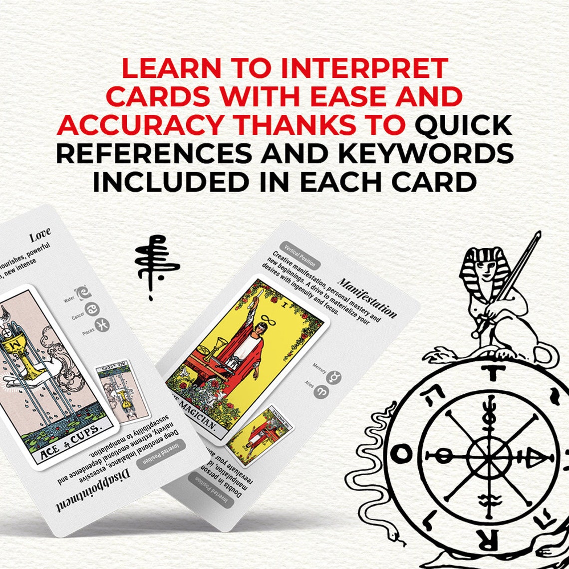 Tarot Cheat Sheet Cards, Guide Cards, Spanish Language, High Resolution ...