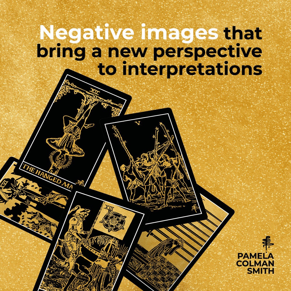 Rider Waite Smith Negative and Gold Design Tarot Card Deck Printable ...