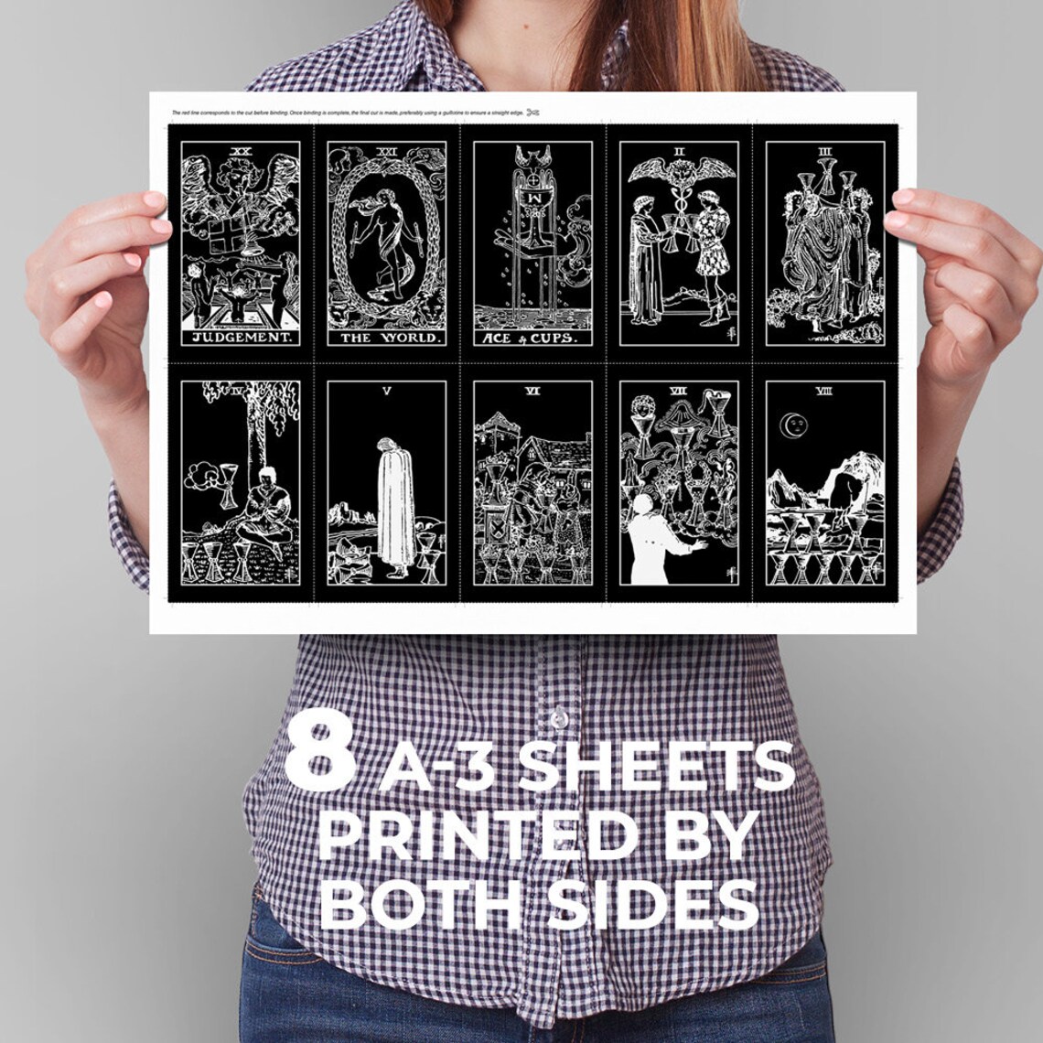 Rider Waite Smith Negative Design Tarot Card Deck Printable, High ...