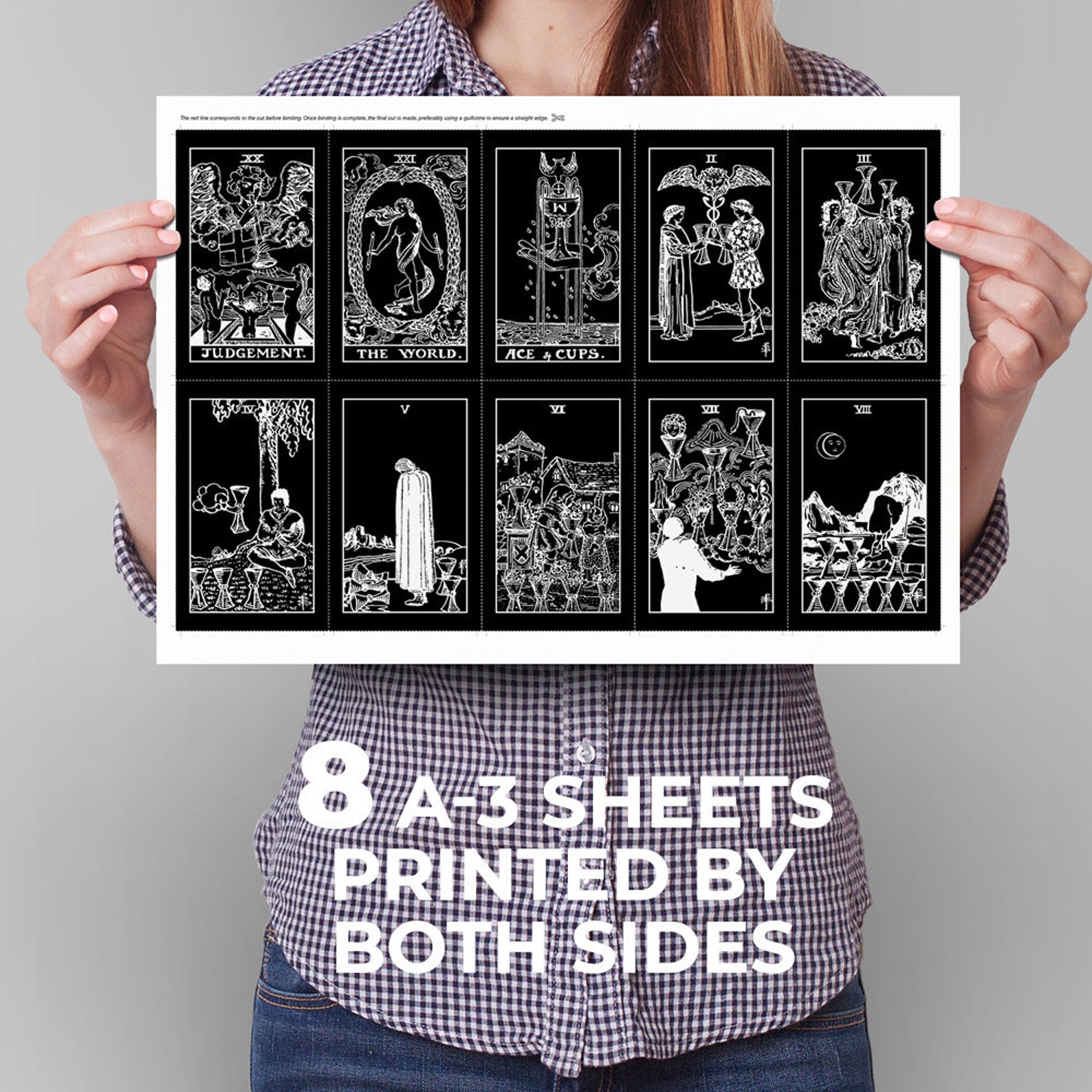 Rider Waite Smith Negative Design Tarot Card Deck Printable, High ...
