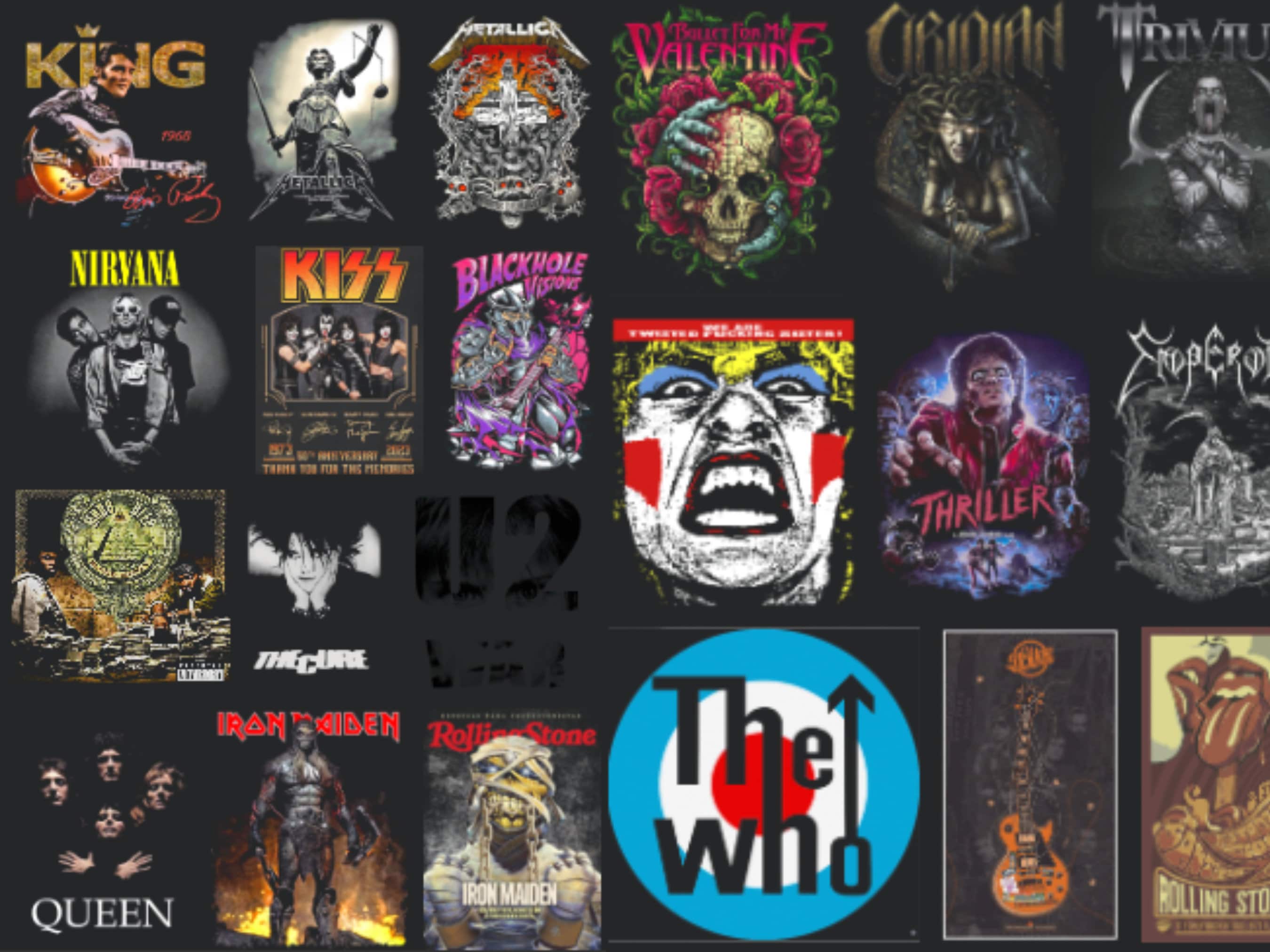 587 High Quality Rock Band Digital Prints Designs | 300 DPI PPI | for T ...