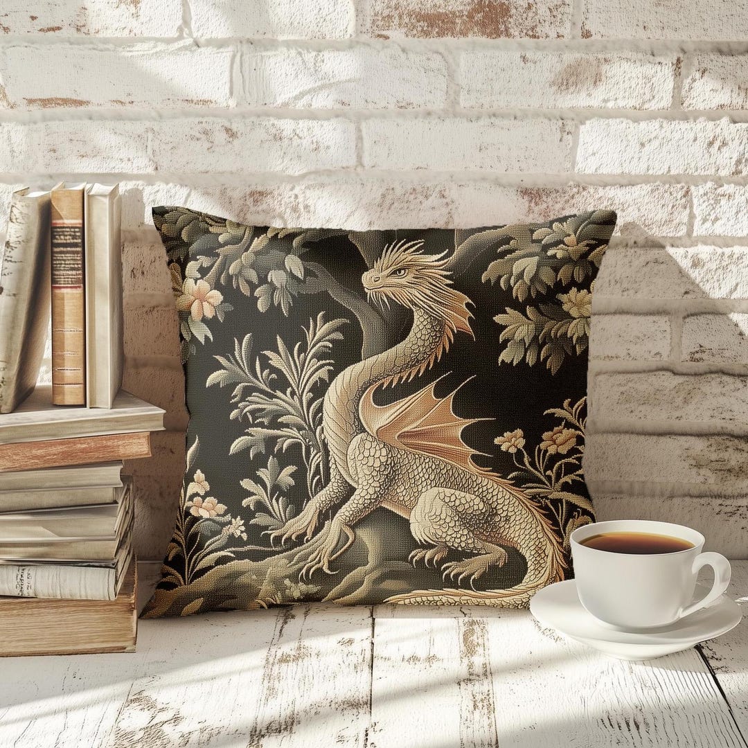 Medieval Dragon Pillow, Medieval Decor, Cottagecore, Fairycore ...