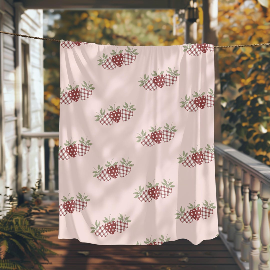Strawberry Blanket, Coquette Blanket, Coquette Room Decor, Throw ...