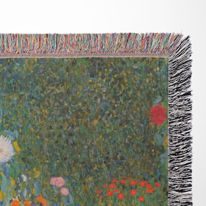 Gustav Klimt Flower Garden Woven Blanket, Woven Throw Blanket, Floral ...
