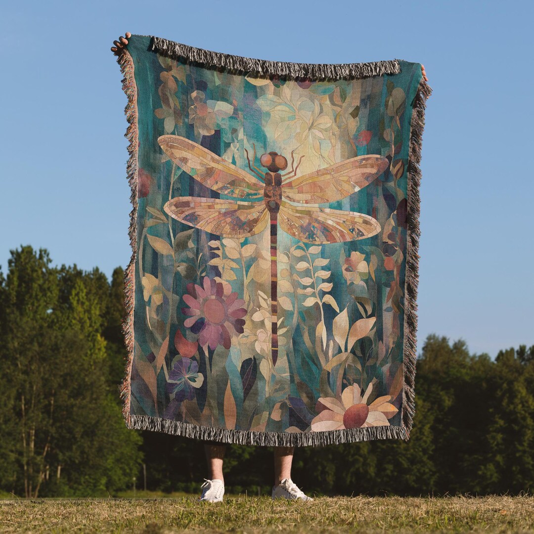 Dragonfly Blanket, Woven Blanket Dragonfly Gifts, Dragon Fly Throw ...