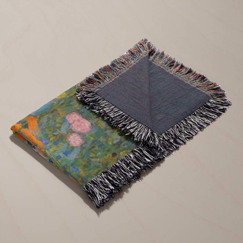 Gustav Klimt Flower Garden Woven Blanket, Woven Throw Blanket, Floral ...