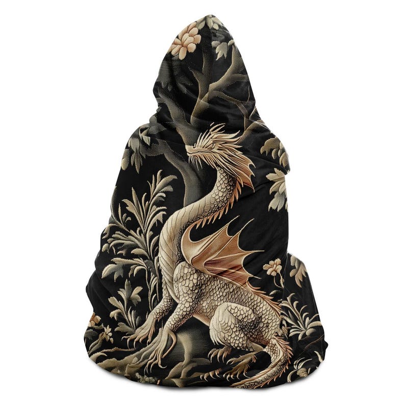 Dragon Hooded Blanket, Medieval Decor, Morris Inspired, Cottagecore ...