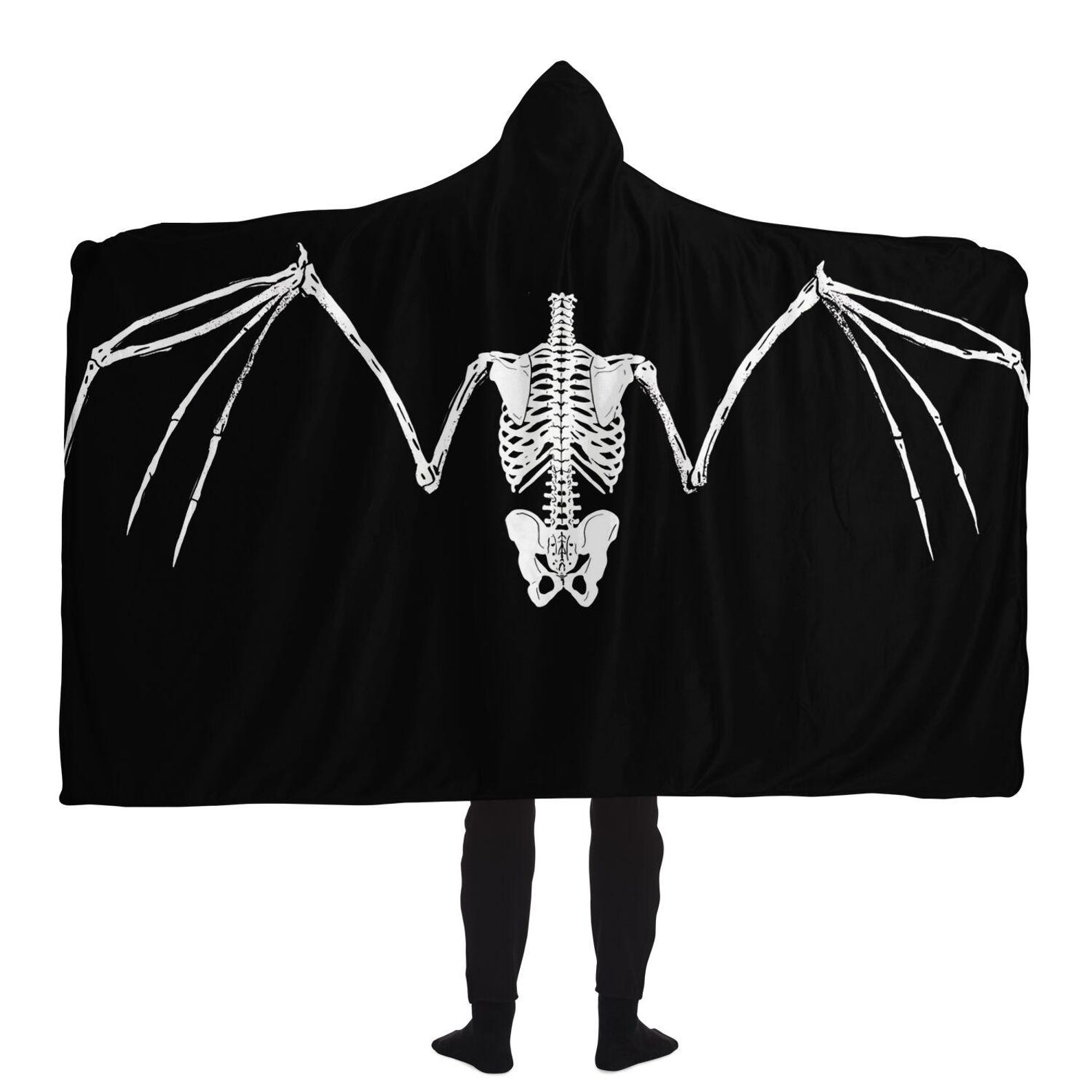 Vampire Bat Hooded Blanket, Bat Skeleton, Cloak, Gothic Clothing, Bat ...