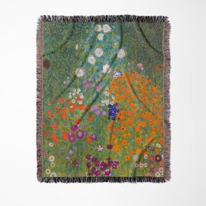Gustav Klimt Flower Garden Woven Blanket, Woven Throw Blanket, Floral ...