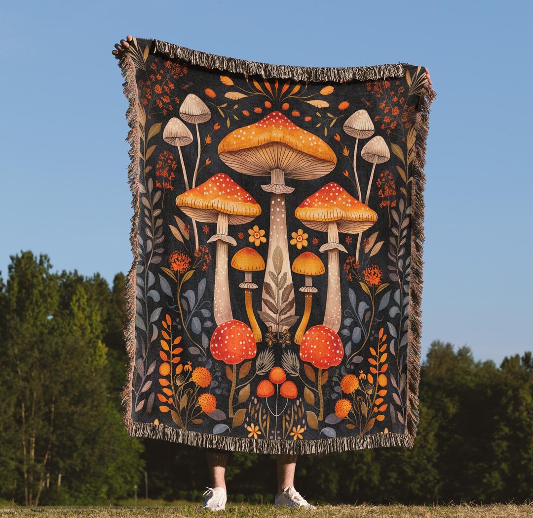 Mushroom Blanket, Cottage Core Blanket, Fairy Core, Throw Blanket ...
