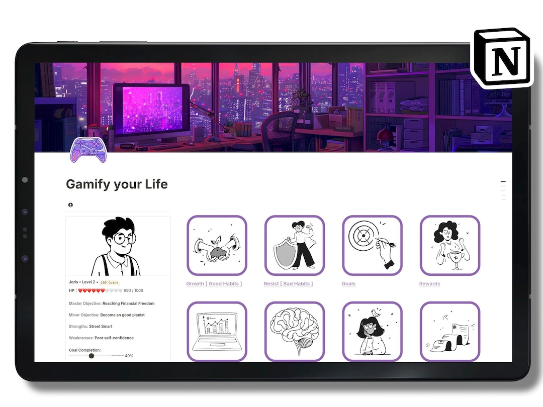 Gamify Your Life Notion Template - Etsy UK