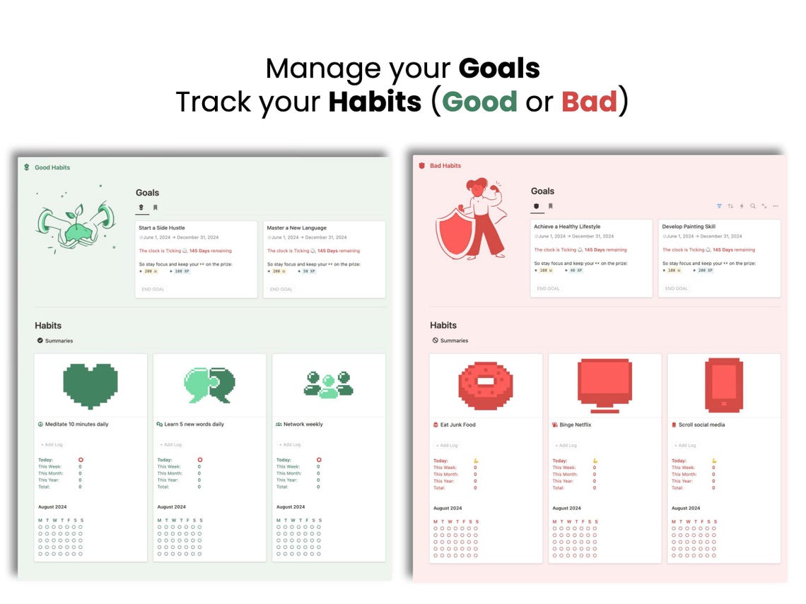 Gamify Your Life Notion Template - Etsy UK Gamify Your Life Notion Template - Etsy UK