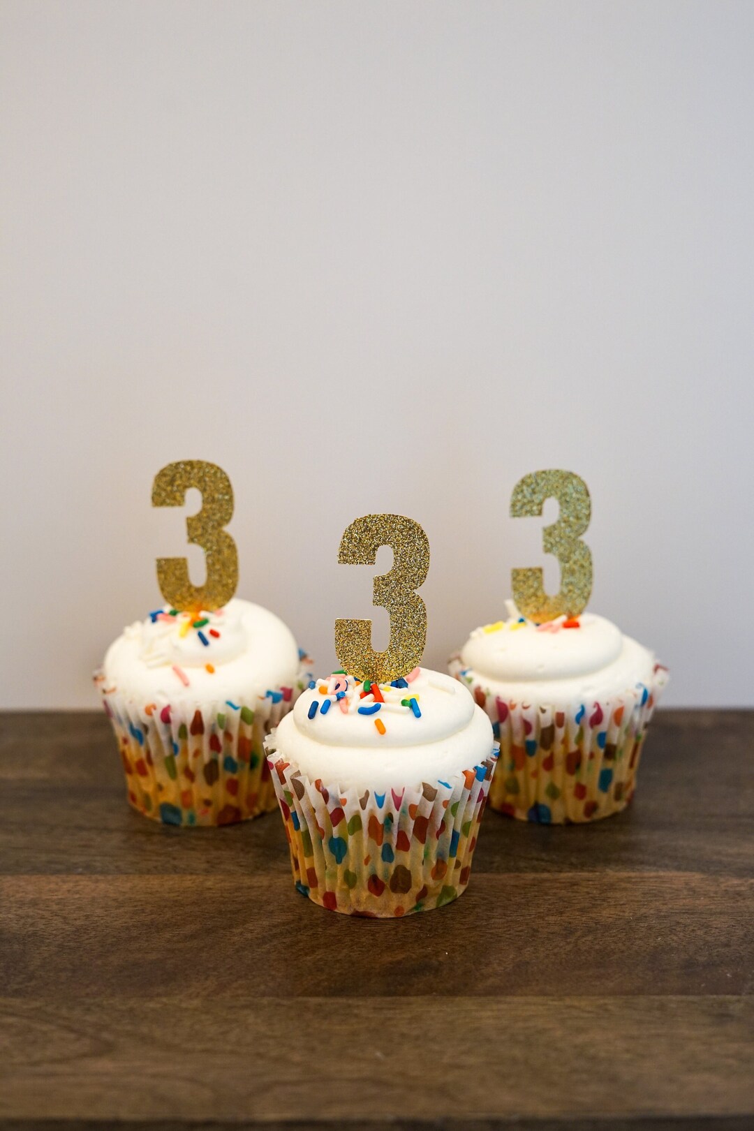 Number 3 Cupcake Toppers, Glitter Number 3 Cupcake Toppers, Third ...
