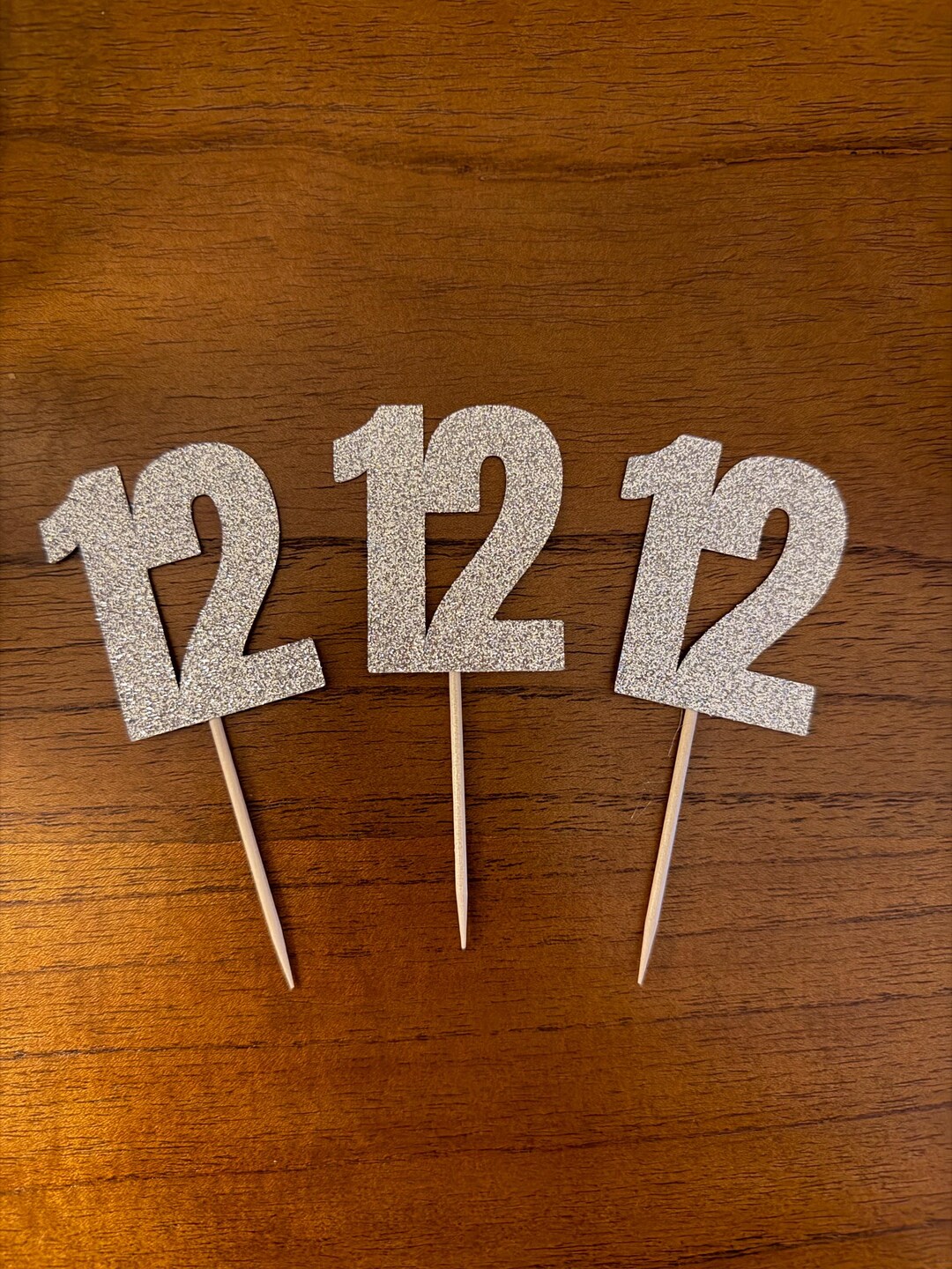 Number 12 Cupcake Toppers, Double Digit Cupcake Toppers, Glitter Number ...