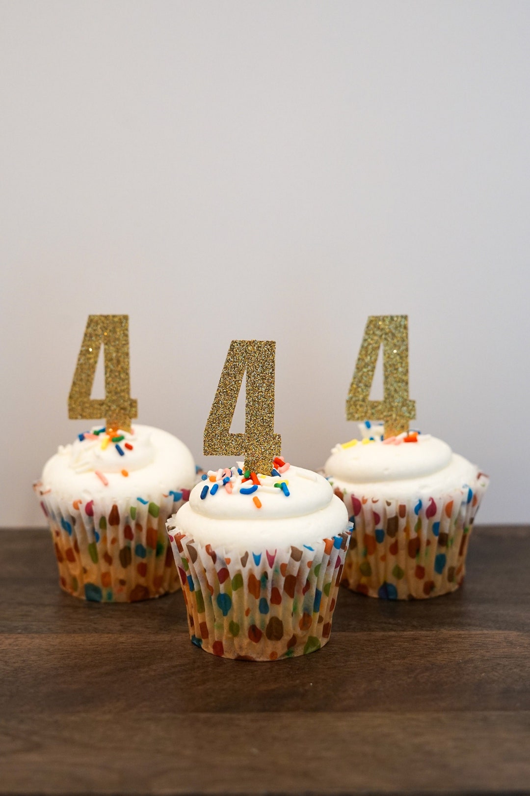 Number 4 Cupcake Toppers, Glitter Number 4 Cupcake Toppers, Fourth ...