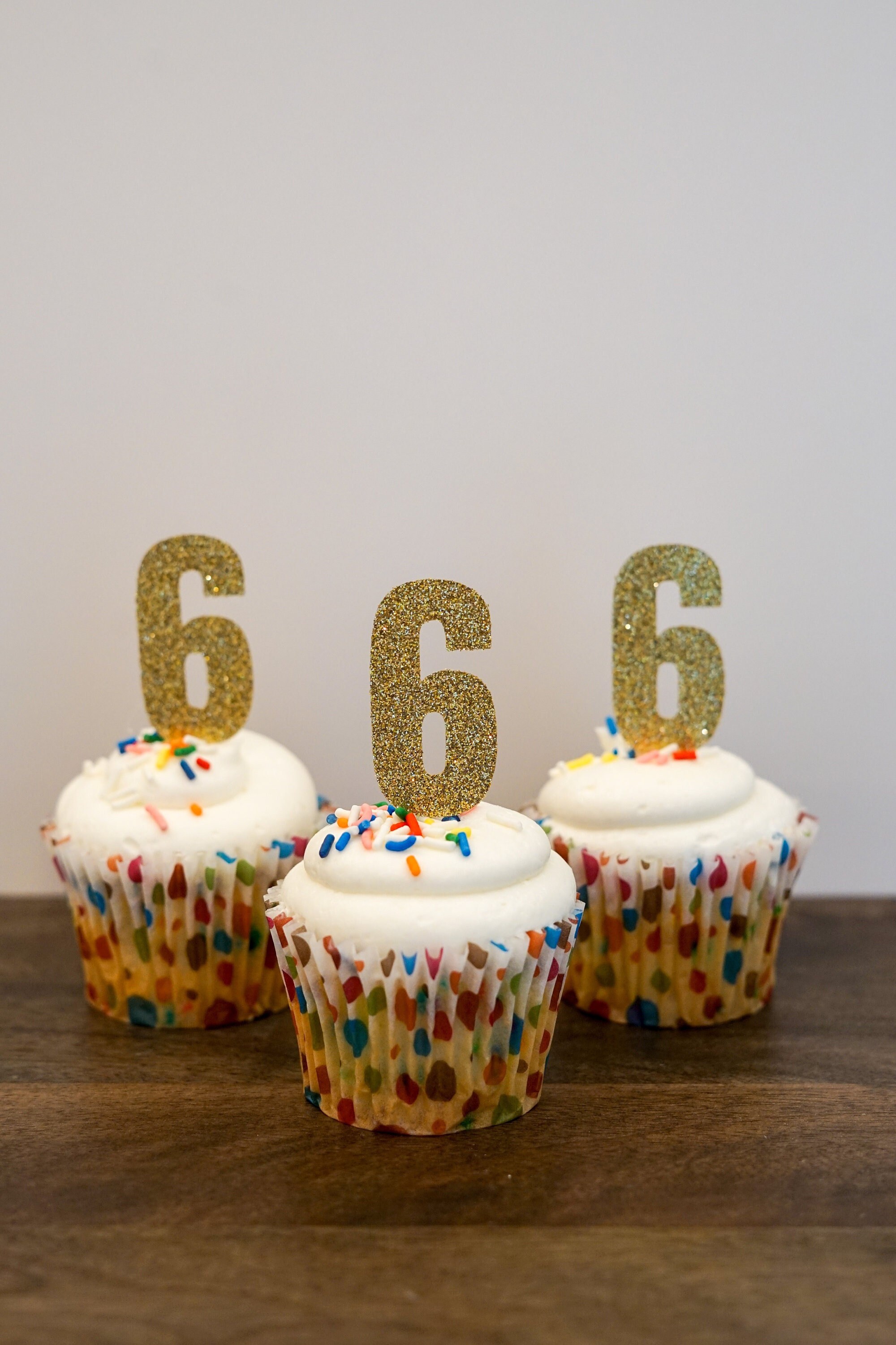 Number 6 Cupcake Toppers, Glitter Number 6 Cupcake Toppers, Sixth ...
