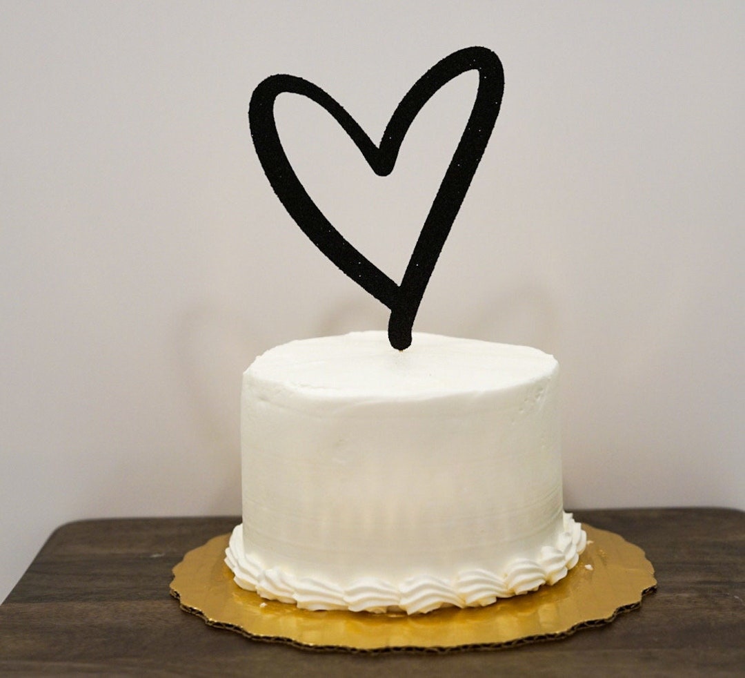 Heart Cake Topper, Glitter Heart Cake Topper, Bachelorette Heart Cake ...