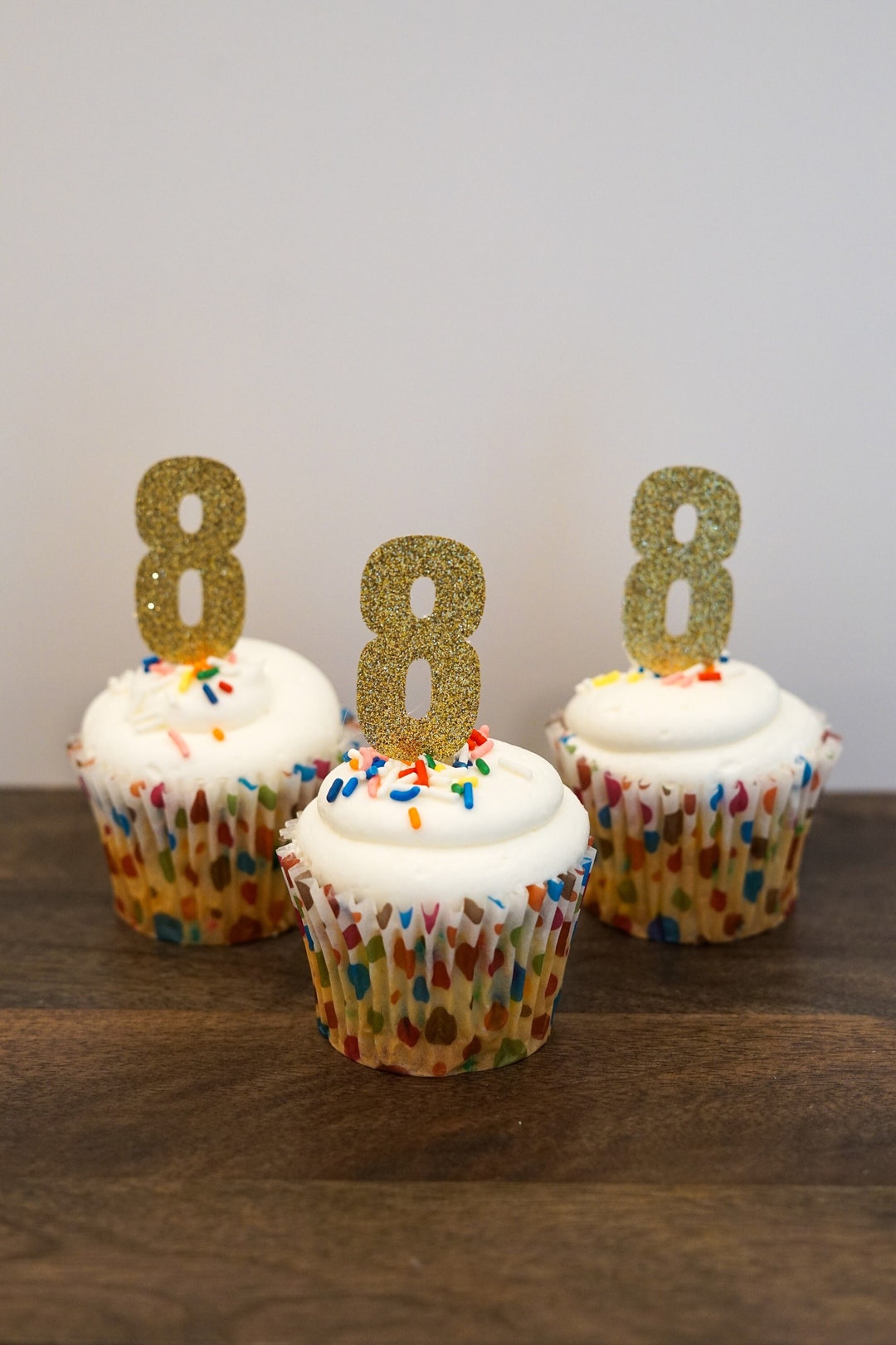 Number 8 Cupcake Toppers, Glitter Number 8 Cupcake Toppers, Eighth ...