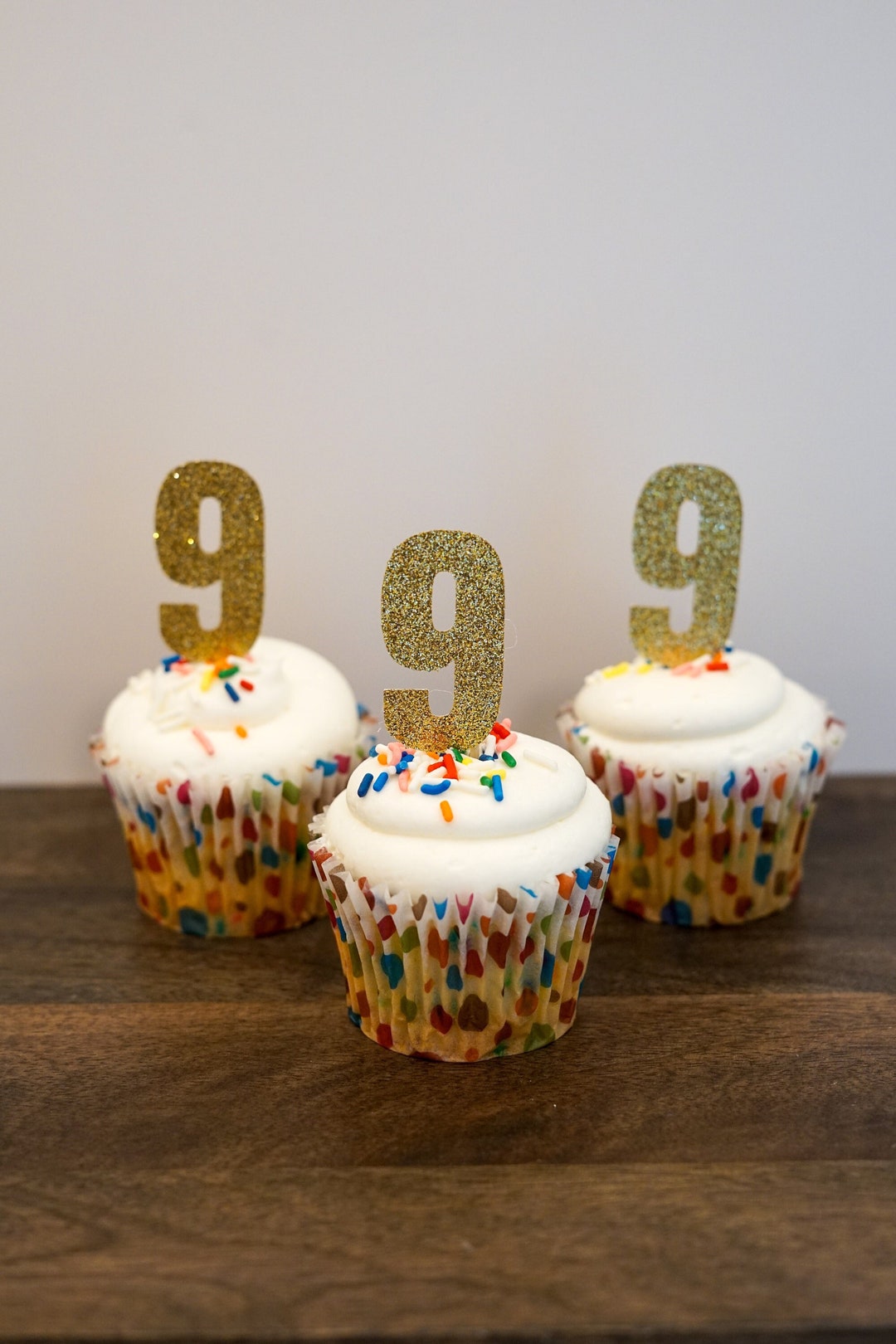 Number 9 Cupcake Toppers, Glitter Number 9 Cupcake Toppers, Ninth ...