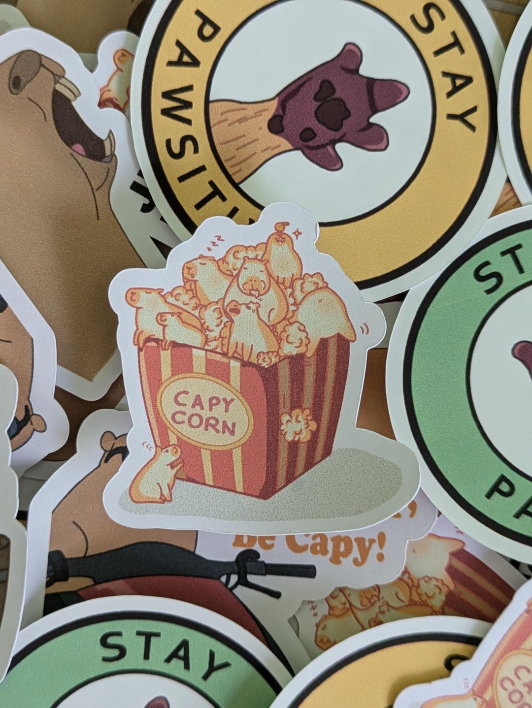 Capybara Popcorn, Capybara Sticker, Sticker, Capy Corn ...