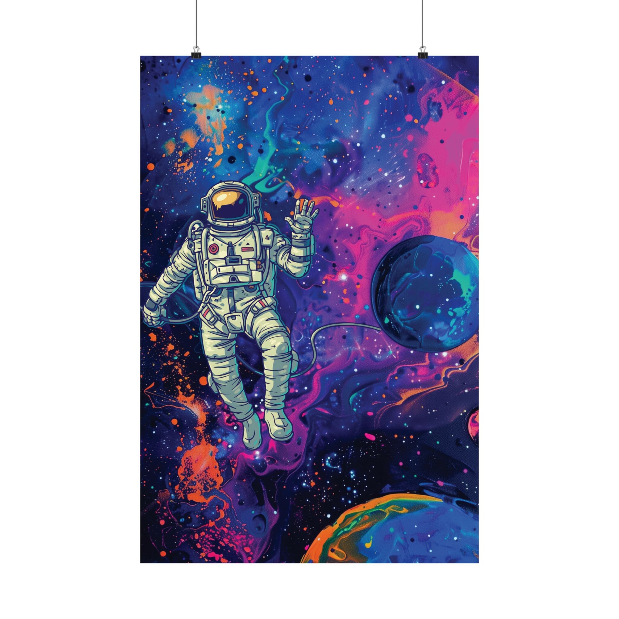 Vibrant Astronaut Space Poster | Museum-grade Matte Print | Premium ...