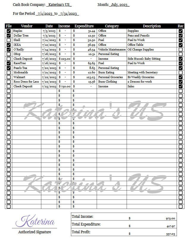 Ultimate Cash Book Tracker for Personal or Business Transactions - Etsy