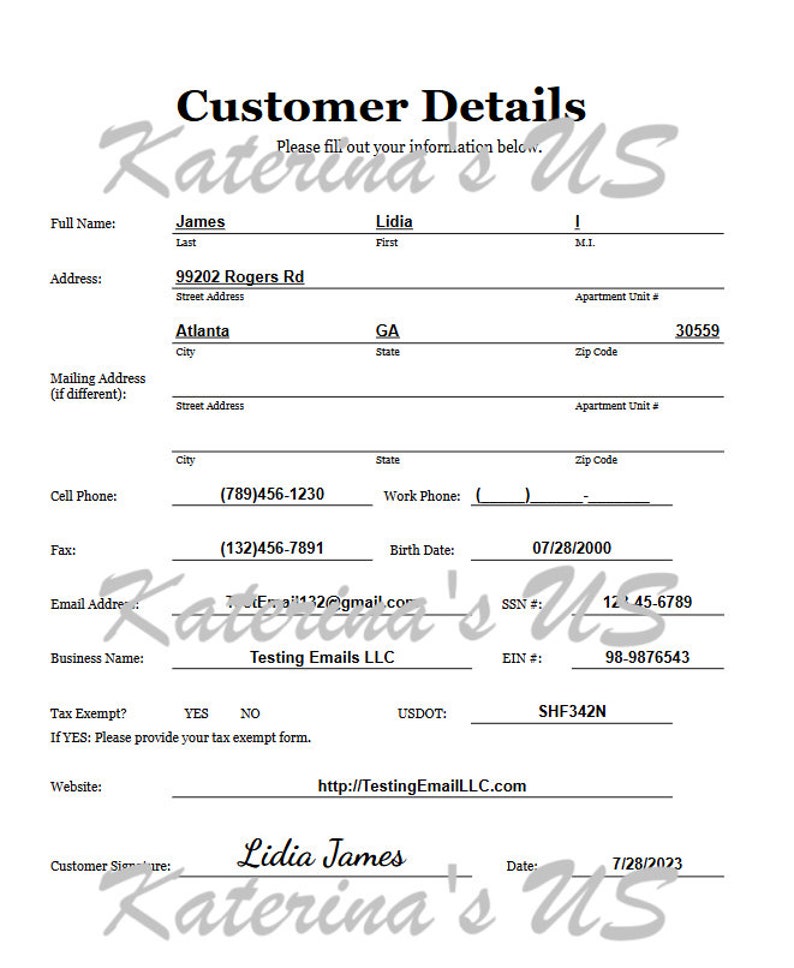 Employee & Customer Detail Sheets - Printable and Editable PDF ...