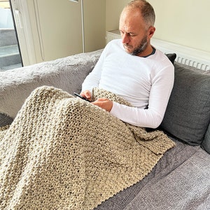 Knit Blanket Pattern, Beginner Blanket Pattern, Blanket Knitting Pattern, Knitted Blanket, Basic ...