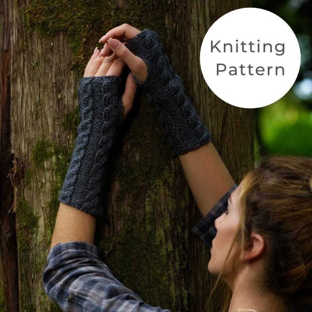 Cable Knit Fingerless Gloves Pattern / Knitting Pattern / Fingerless ...