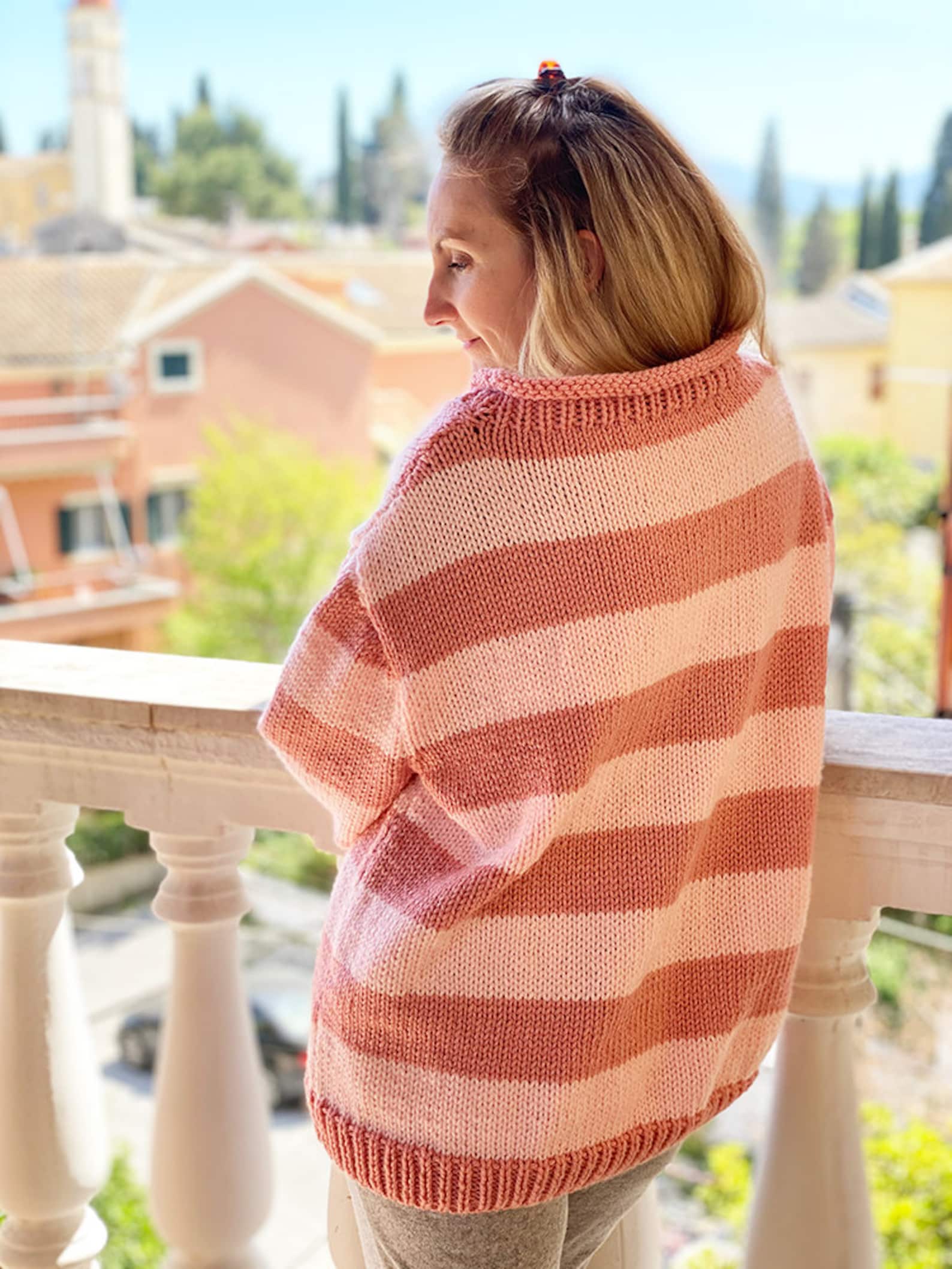 Striped Sweater Knitting Pattern, Sweater Pattern, Striped Sweater ...