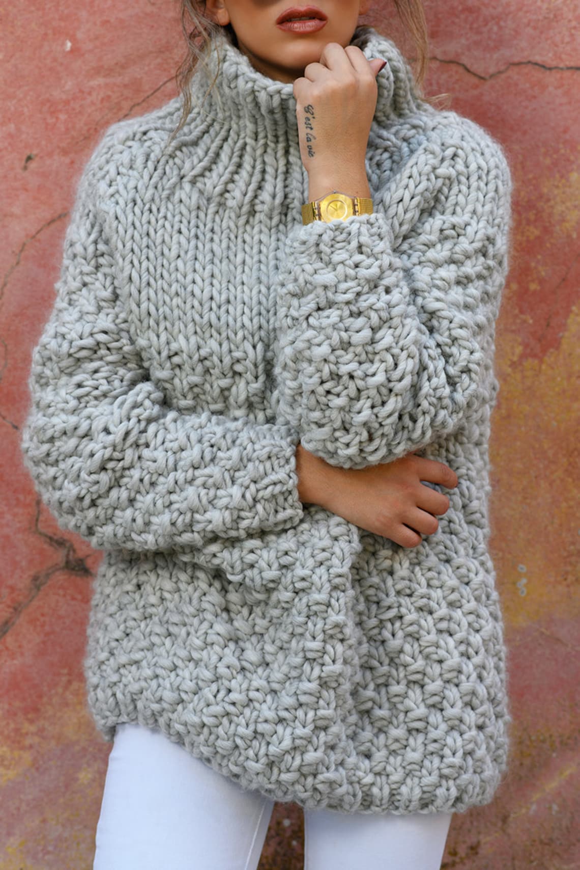Oversized Chunky Knit Sweater Pattern, Thick Knit Sweater Pattern ...