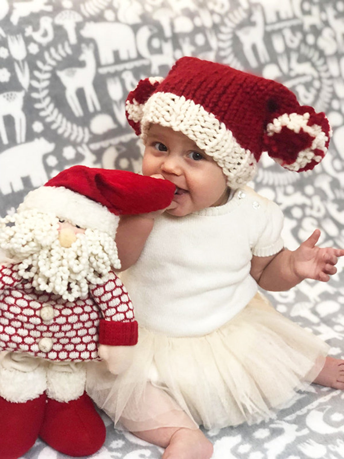 Baby Santa Hat Knitting Pattern Santa Sack Hat Pattern | Etsy