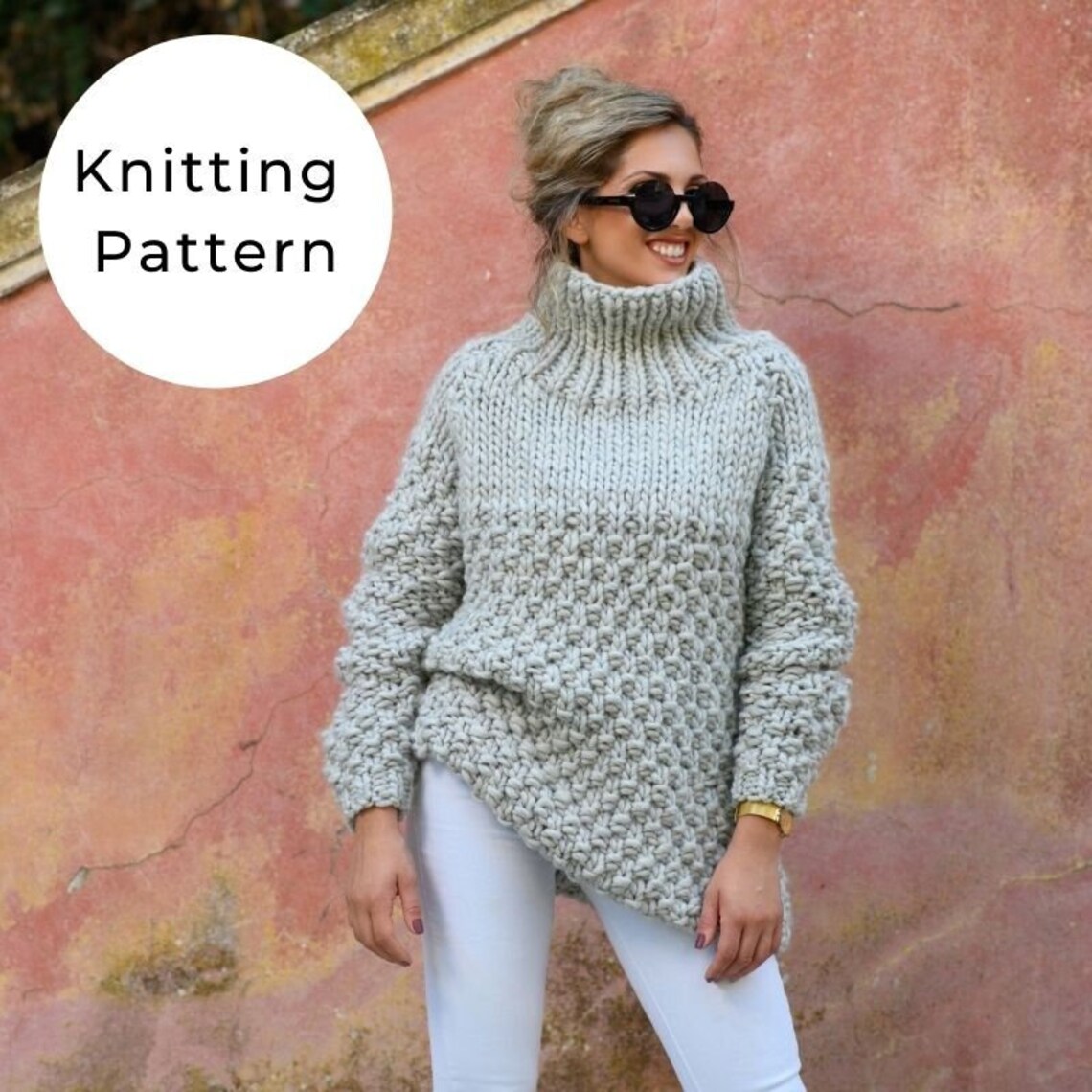 Oversized Chunky Knit Sweater Pattern, Thick Knit Sweater Pattern ...