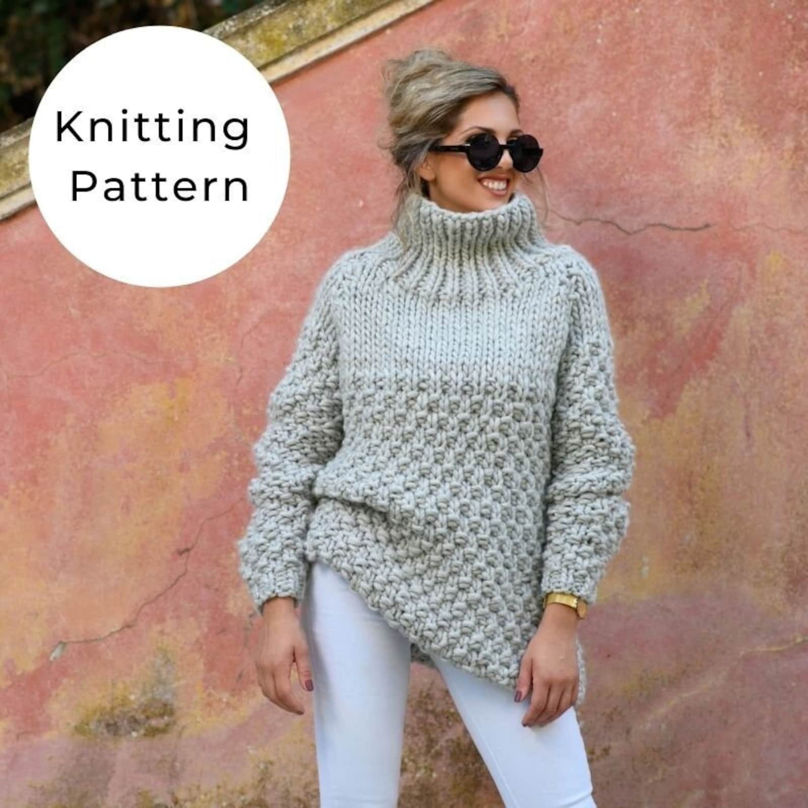 Oversized Chunky Knit Sweater Pattern, Thick Knit Sweater Pattern ...