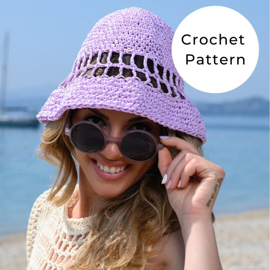 Raffia Bucket Hat Crochet Pattern, Crochet Hat Pattern, Sun Hat Crochet ...