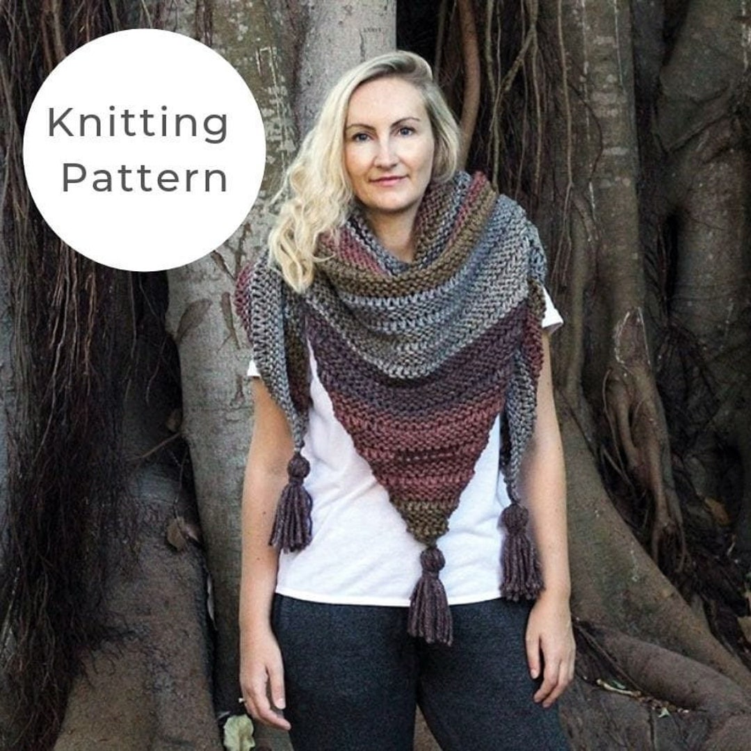 Wrap Knitting Pattern, Easy Wrap Pattern, Fall Wrap Pattern, Triangle ...